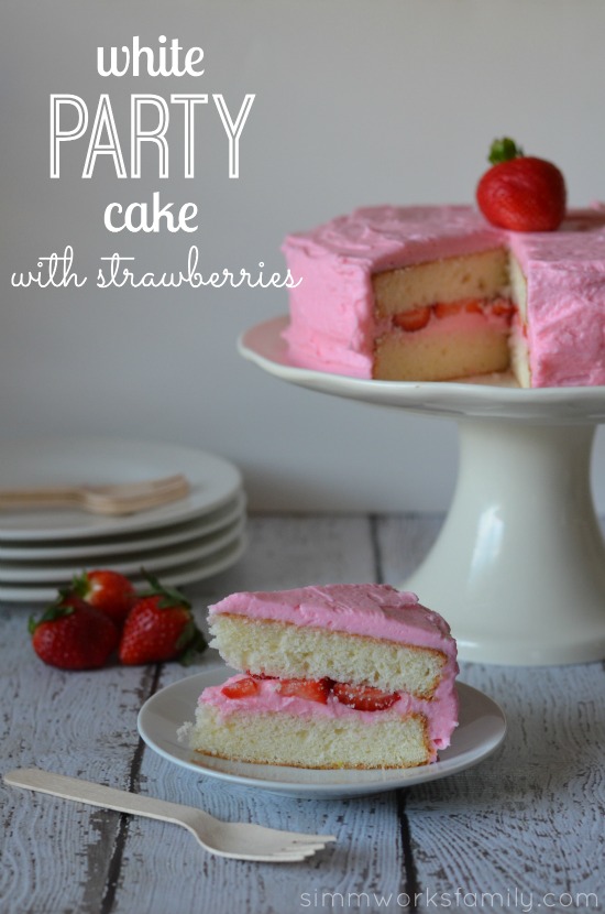 White Party Cake with Strawberries Recipe + Baking Tips